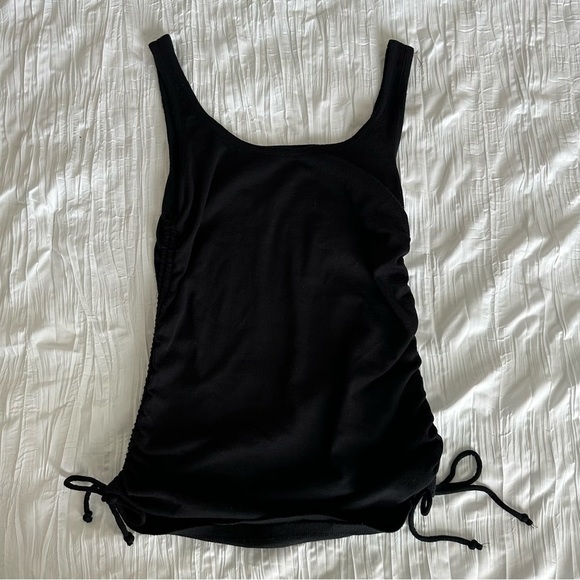 Chaser | Tops | Chaser Shirred Sides Double Scoop Tank In Black | Poshmark